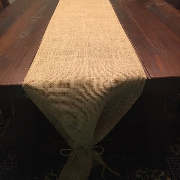 Burlap Table Runner With Ties - Wedding Runner Holiday Decorating Home ...