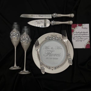 Silver Cake Cutting Set, Silver Cake Cutter Set, Wedding Serving Set ...