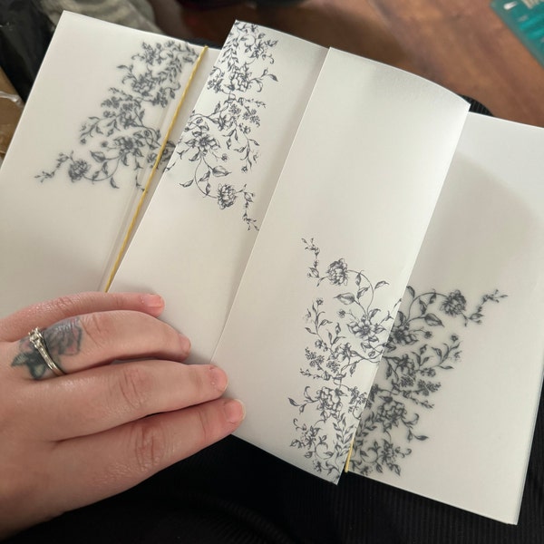 Prefolded Vellum Jacket for 5x7, Floral Vellum Paper, Wedding Invite ...