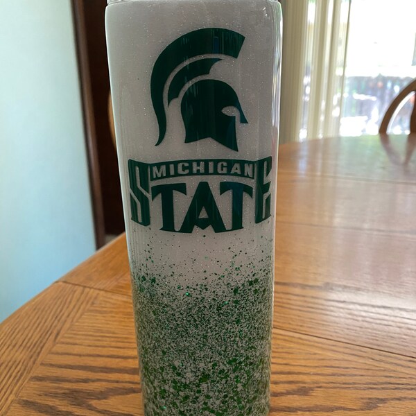 MSU Tumbler, Michigan State Tumbler, Glitter Tumbler, Custom Tumbler ...