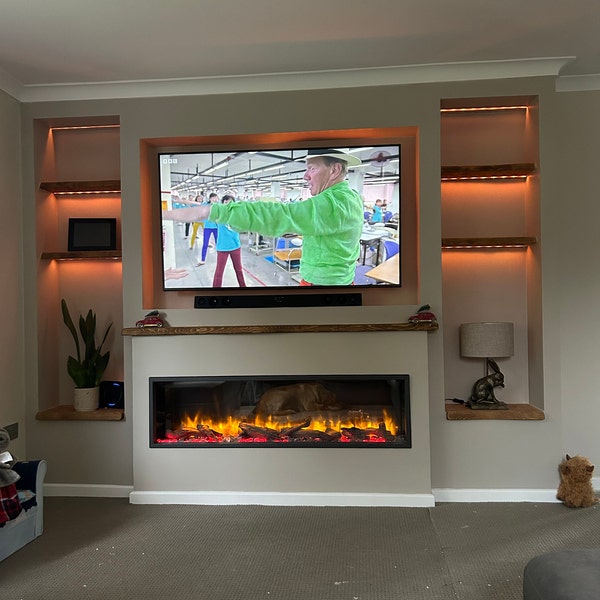 Live Edge Rustic Floating Shelf Made From Solid Wood, Chunky Old Slab ...