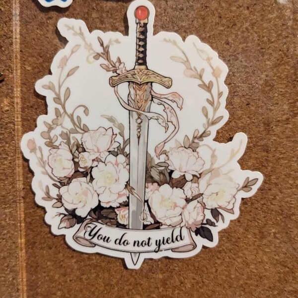You Do Not Yield Sticker: Throne of Glass Sword, Floral Vinyl Decal - Etsy