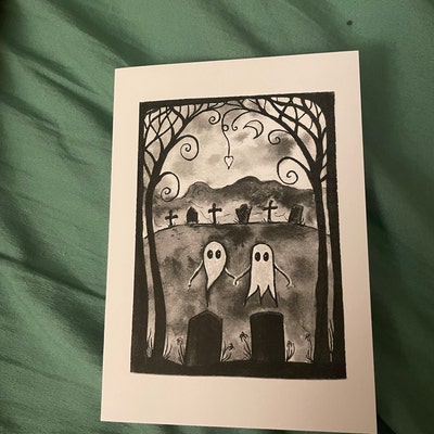 Ghost Lovers Greetings Card Gothic Cemetery Gravestone Goth - Etsy