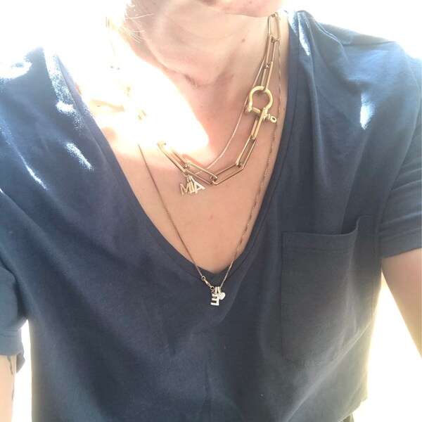 Rocker Jewelry, Shackle Lock Link Necklace, VINTAGE Raw Brass - Etsy