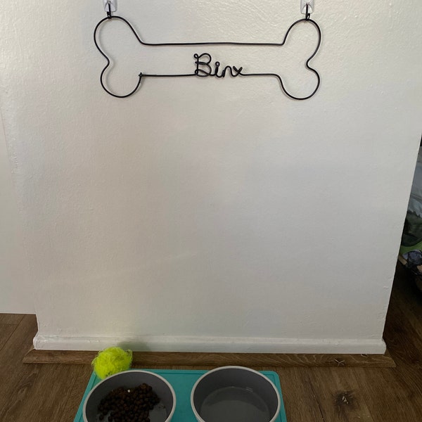Personalized Dog Bone Name Sign | Custom Dog Name Sign | Wire Dog Name ...