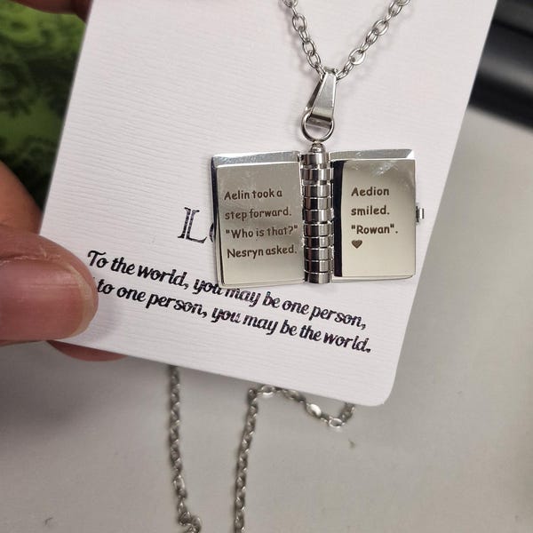 Custom Book Necklace, Personalised Locket, Book Locket Necklace With ...