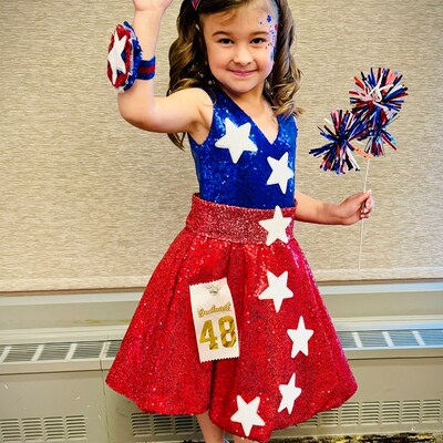 Red White Blue Patriotic Outfit Pageant Girls Unique Sequins Patriotic ...