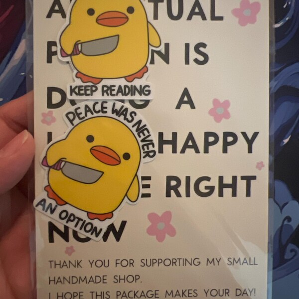 Chick Duck With Knife Magnetic Bookmark, Duck Meme Bookmarks, Handmade ...