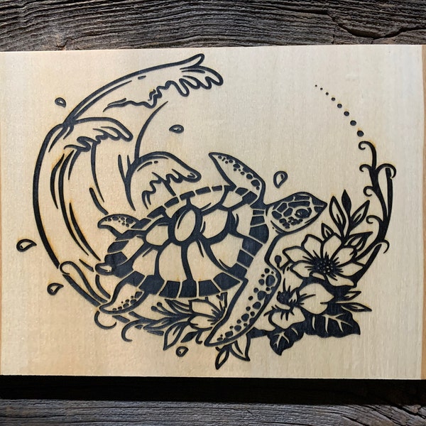 Turtle With Wave Svg, Turtle Svg File, Sea Turtle Svg, Flower Turtle ...