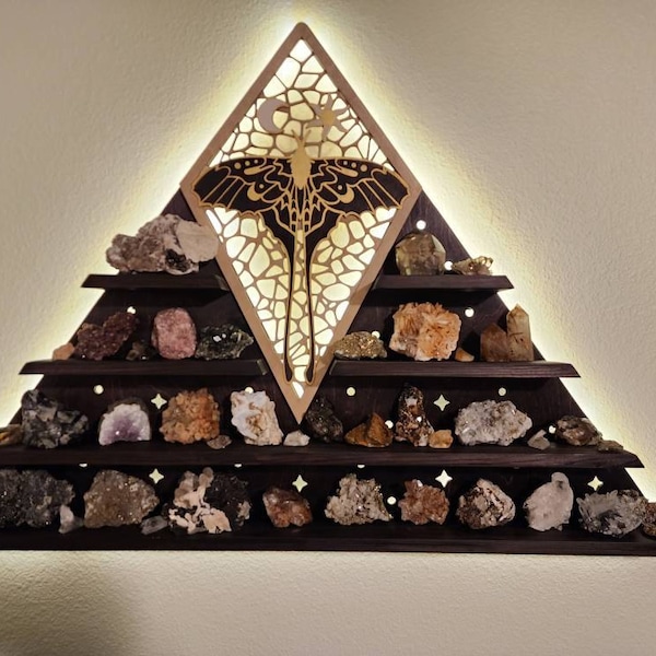 Moon Shelf, Flower Shelf, Crystal Shelf, Handmade Geometric Shelf ...