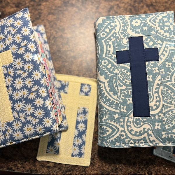 Handcrafted Quilted Fabric Bible Cover and Coordinating Bookmark ...