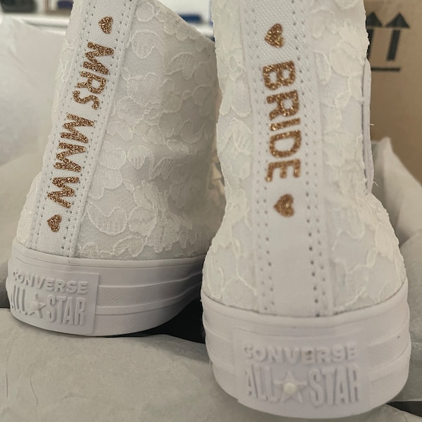 Ivory Wedding Converse High Top, Custom Converse Shoes, Lace High Top ...