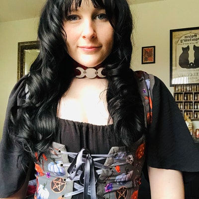 Halloween Top Renaissance Bodice, Pumpkin Corset Witch Style Corset ...