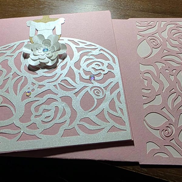 Lace Wedding Dress Card SVG – DIY Invitation , Cricut Paper Craft ...