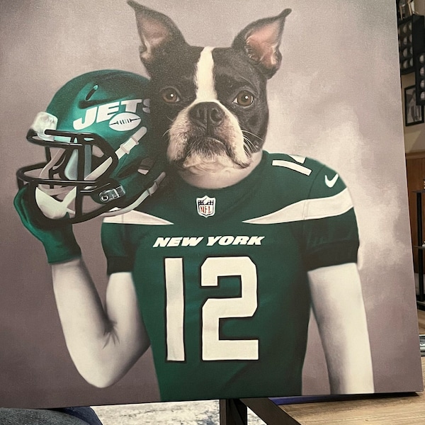 American Football Pet Portrait, NFL Dog Portrait, Poster, Custom Dog ...