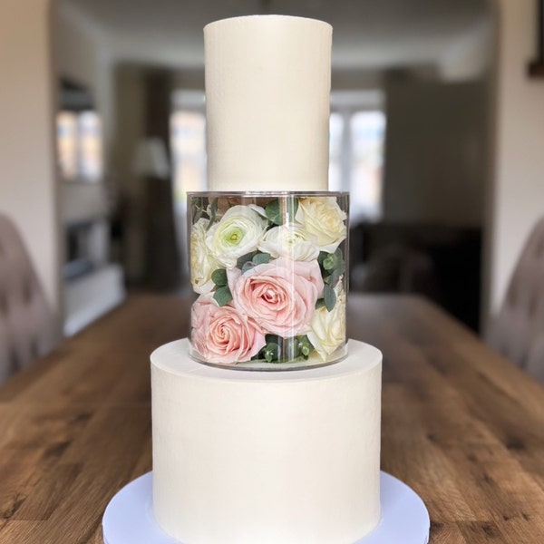 ROUND Cake Stand - Acrylic Clear Cake Tier - Fillable Cake Stand Riser ...
