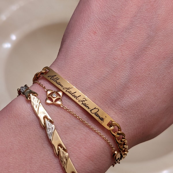 Personalized Gold Bracelet Delicate Ladies Bracelet Stainless Thin Gold ...
