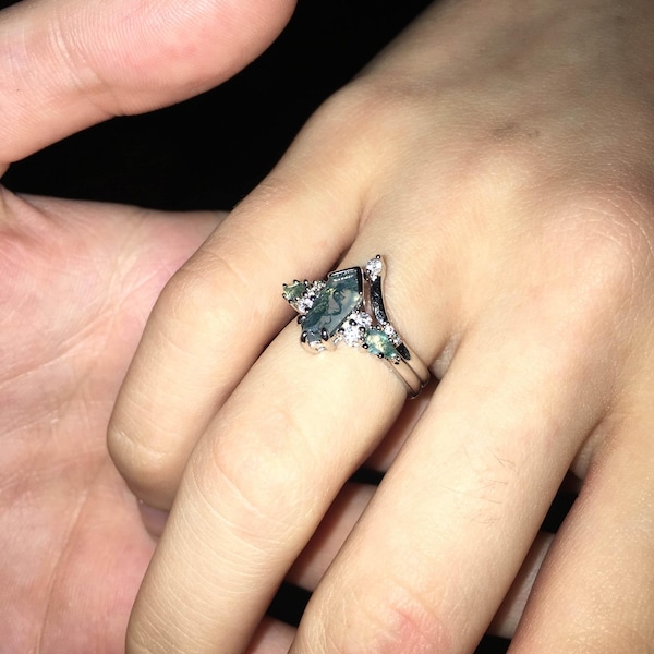 Orion Nebula Ring Set Hammered, His and Her Wedding Band, Black ...