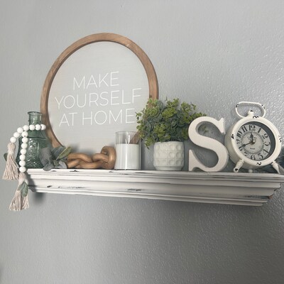 French Country Shelf / Distressed Floating Shelf / Crown Molding Shelf ...