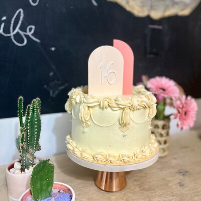 Arch Cake Topper, Pastel Acrylic Cake Topper, Birthday Cake Topper ...