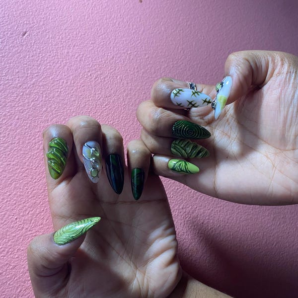 Custom Red Eyes Press on Nails, Gothic Punk Rock Skeleton Nails, Goth ...