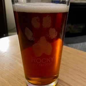 Actual Paw Print, Paw Prints Glass, Beer Glass, Pint Glass, Custom Beer ...
