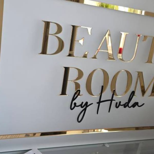 3D Acrylic Business Sign | Custom Text Wall Signage | Rectangle Logo ...