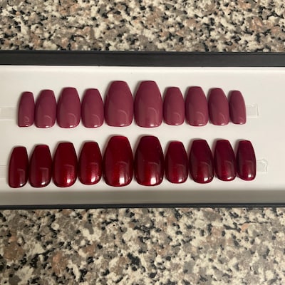 Instant Luxury Acrylic Press on Nails Acrylic Ombre Medium Stiletto ...