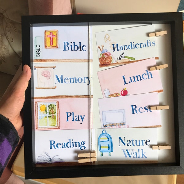 Watercolor Daily Rhythm Note Cards, Homeschool Picture Schedule ...