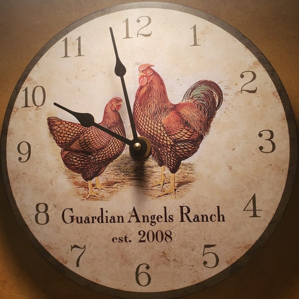Chicken Clock- Personalized Chicken and Rooster Clock - Etsy