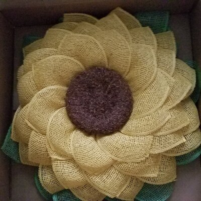 Large Cream Poly Burlap Flower Wreath UITC unique in the - Etsy