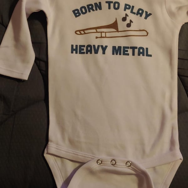 Trombone Onesie®, Born to Play Heavy Metal, Trombone Bodysuit, Trombone ...