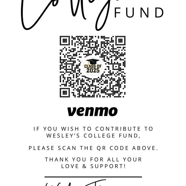 College Fund QR Card, Graduation QR Code Card Printable, Graduation ...