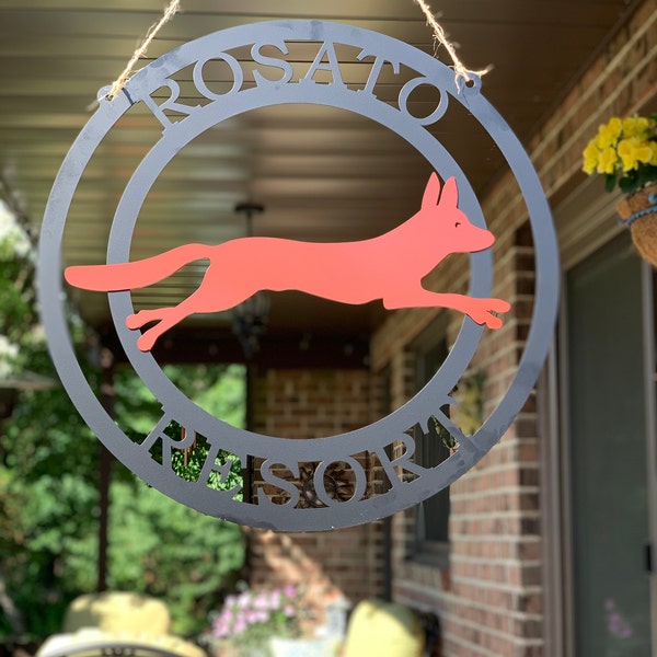 Two Color Fox Metal Sign, Ranch Sign, Personalized Metal Sign, Outdoor ...