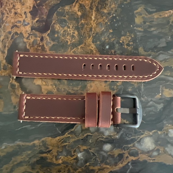Horween Leather Watch Strap for Men 20 22 24 26mm| Handmade Vintage ...