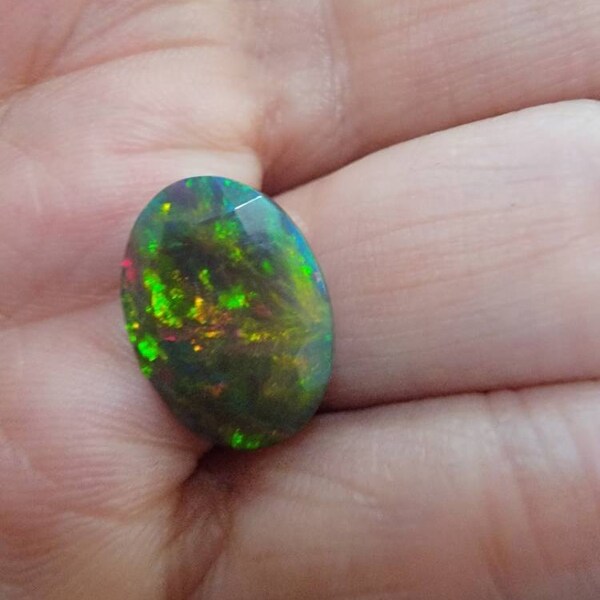 Natural Ethiopian Black Opal, Gorgeous Real Faceted Black Opal Gemstone ...