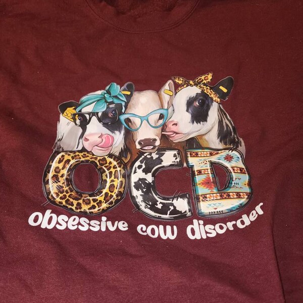 Obsessive Cow Disorder Cute Animal Lovers Sweatshirt, Patterned ...