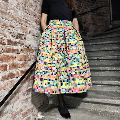 PIXEL Skirt With Pockets - Etsy
