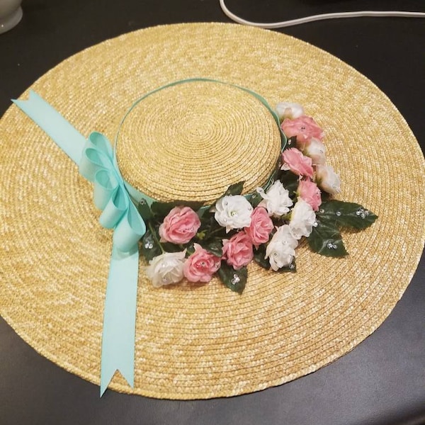 18th Century Shallow Crown Straw Hat ~ Blank Ready to Trim ~ Natural or ...