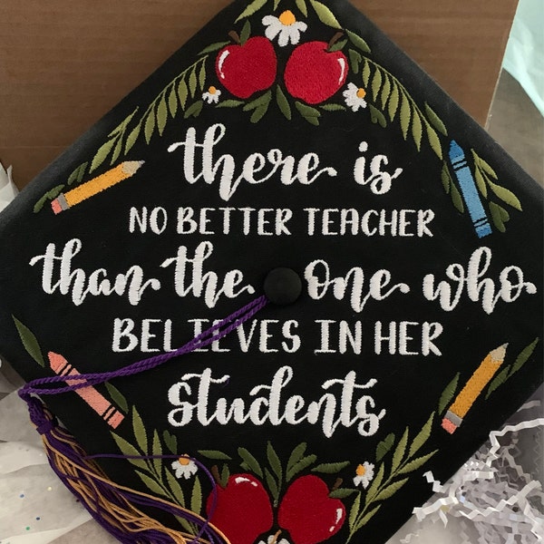 Embroidered Teachers Graduation Cap Topper | Graduation Cap Decoration ...