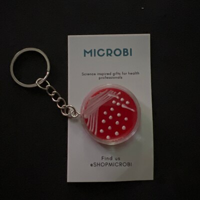 E.coli Blood Petri Dish Keychain / Microbiology Agar Art / Bacteria ...