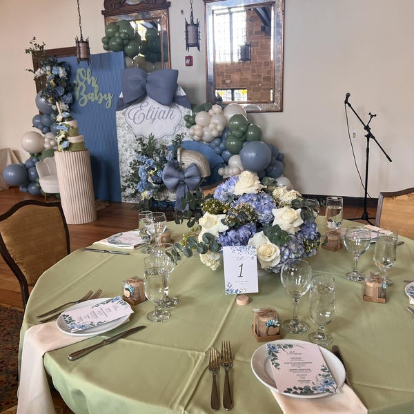 Dusty Blue and Green Wedding Table Numbers, Table Number Template ...