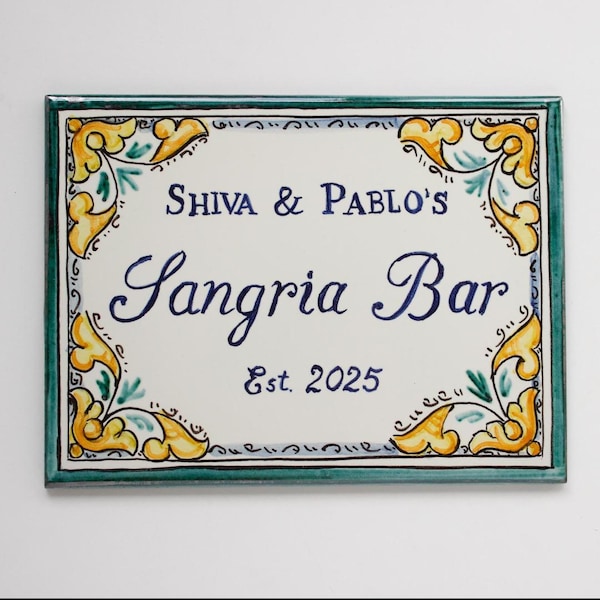 Green Italian House Number Tile, Signs for Home, Personalized Tile ...