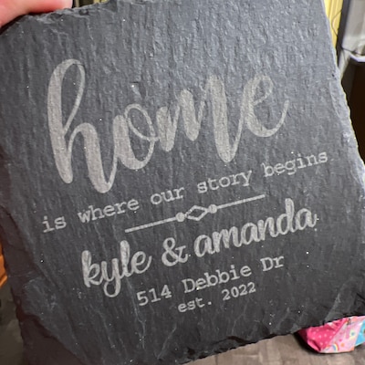 Housewarming Gift, New Home Gift, Wedding Gift, Slate Coasters, Our ...