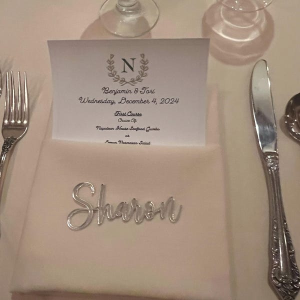 Wedding Name Cards, Place Cards, Acrylic Cards, Laser Cut Name Sign ...