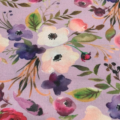Lavender Floral Fabric by the Yard. Quilting Cotton, Organic Knit ...