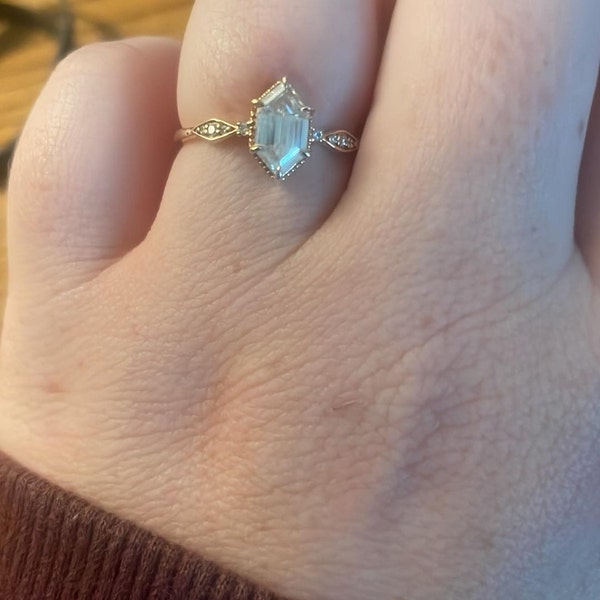 2pcs Two Tone Star Alexandrite Couple Ring Yellow Gold White Gold ...