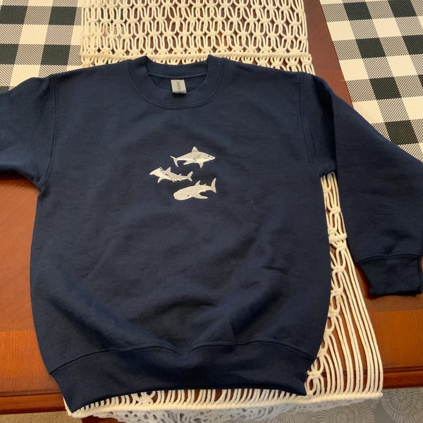 Embroidered Shark Hoodie, Shark Sweatshirt, Shark Sweater, Shark Gift ...