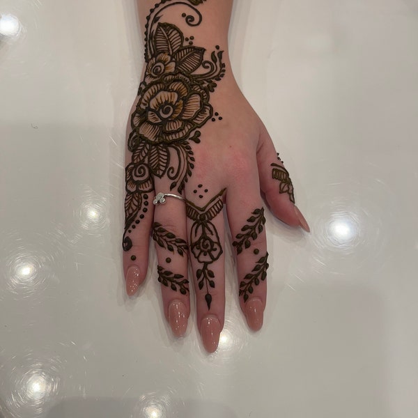 Instant Henna Tattoo Sticker Waterproof Red Fake Mehendi Sticker ...