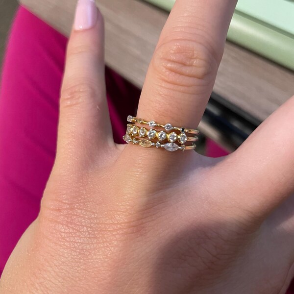 Diamond Stacking Ring Set by Caitlyn Minimalist Set of 3 Dainty ...